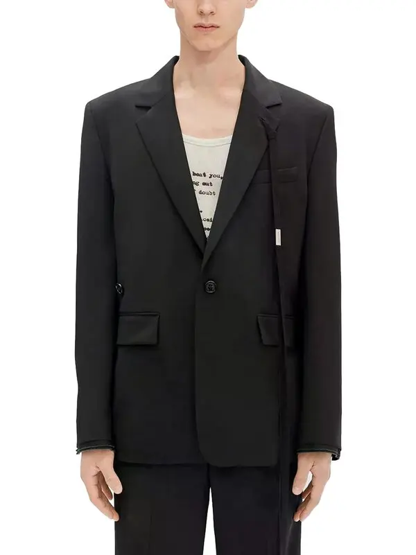 ANN DEMEULEMEESTER Strap-detail Wool Blazer - 099|black